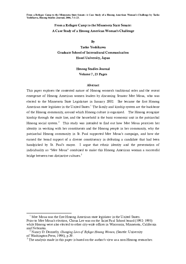 (PDF) From a Refugee Camp to the Minnesota State Senate: A Case Study ...