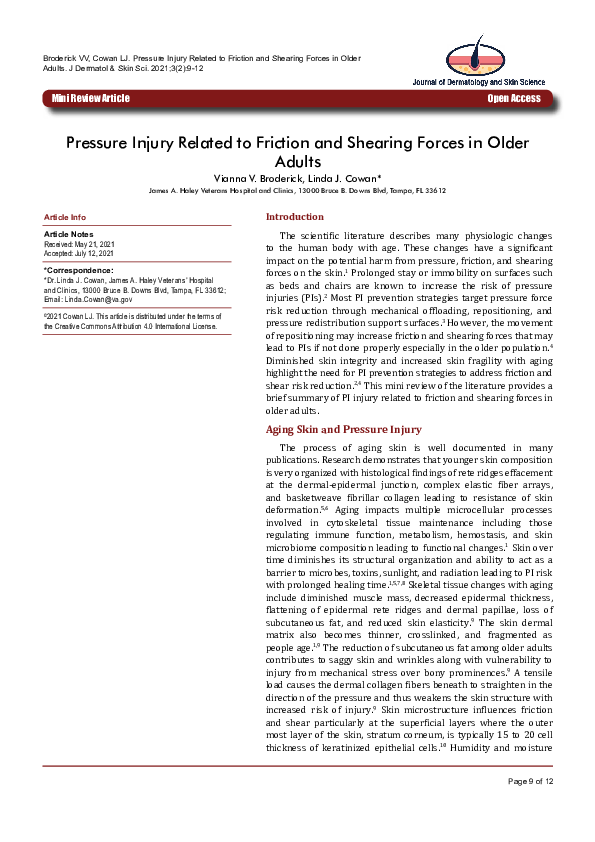 (PDF) Pressure Injury Related to Friction and Shearing Forces in Older ...