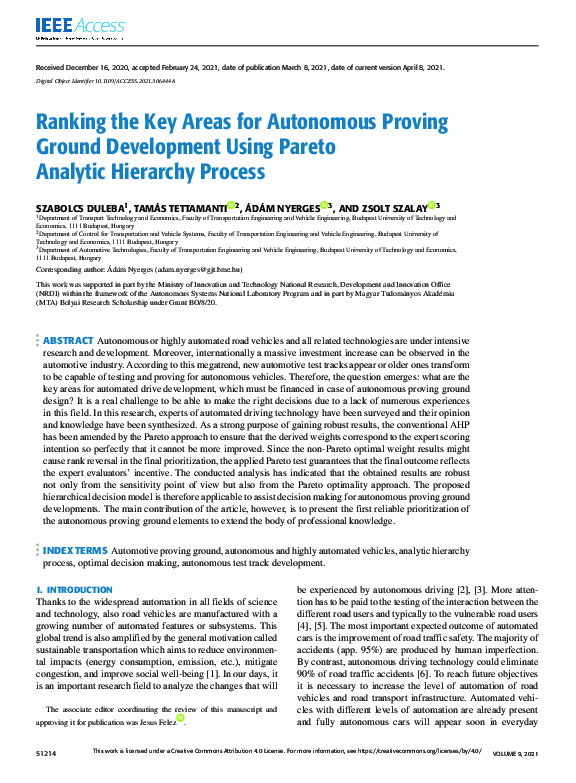 (PDF) Ranking the Key Areas for Autonomous Proving Ground Development Using Pareto Analytic ...