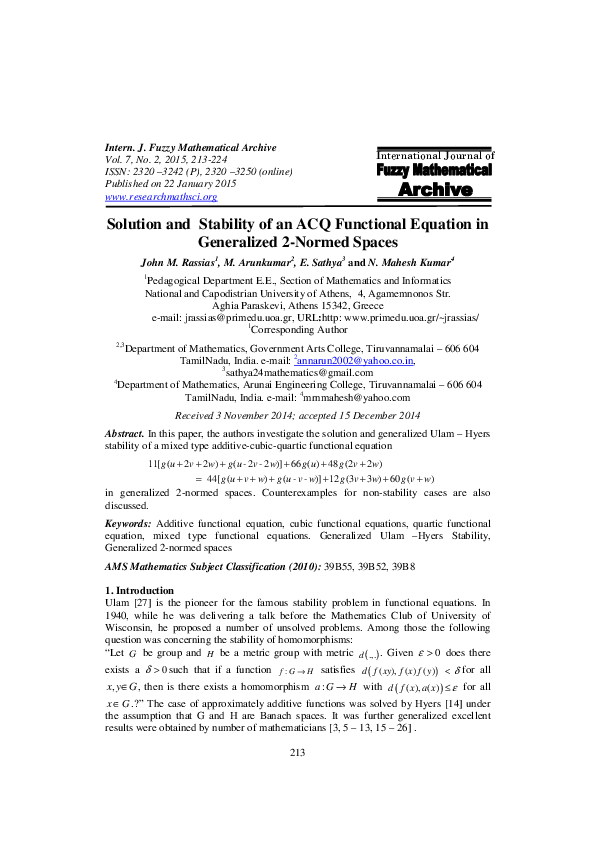 (PDF) Solution and Stability of an ACQ Functional Equation in ...