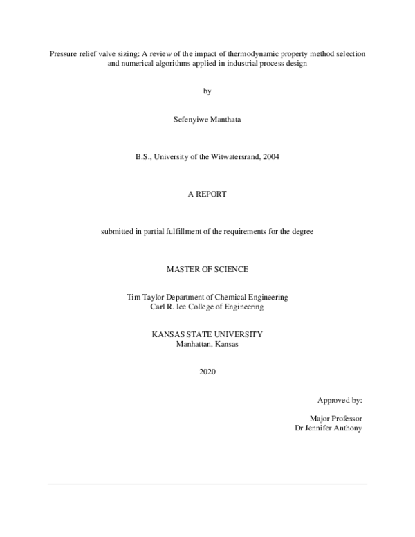 (PDF) Pressure relief valve sizing: a review of the impact of ...