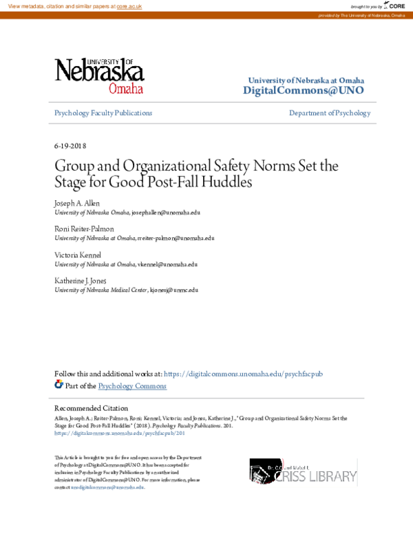 (PDF) Group and Organizational Safety Norms Set the Stage for Good Post ...