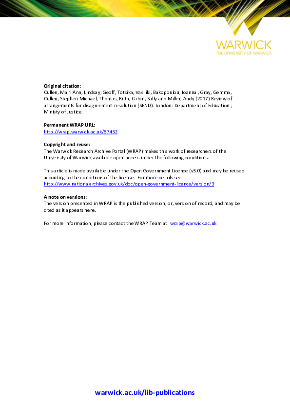 (PDF) Review of arrangements for disagreement resolution (SEND)