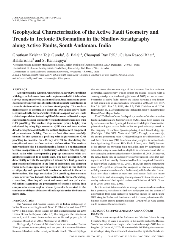 Pdf Geophysical Characterisation Of The Active Fault Geometry And