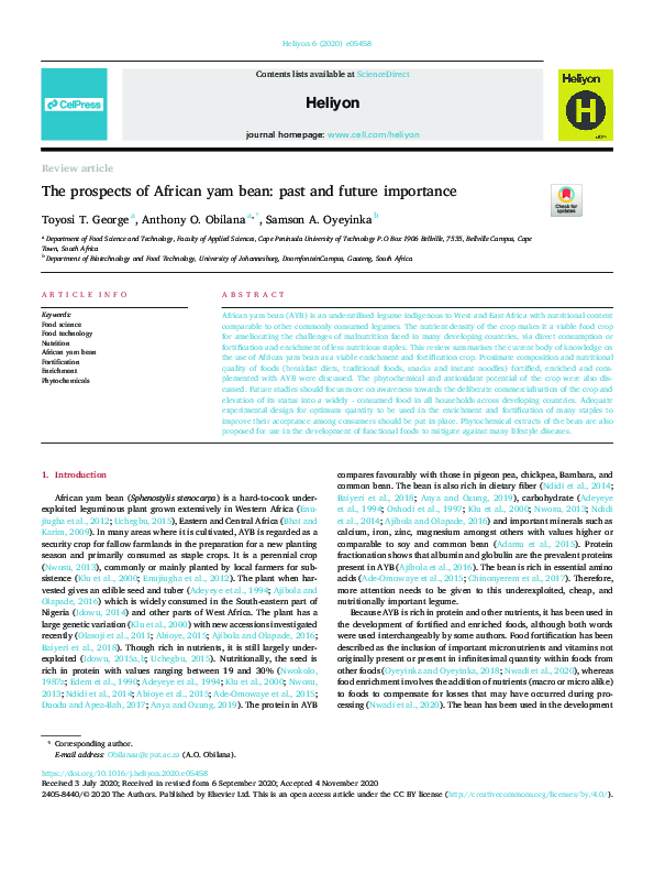 (PDF) The prospects of African yam bean: past and future importance
