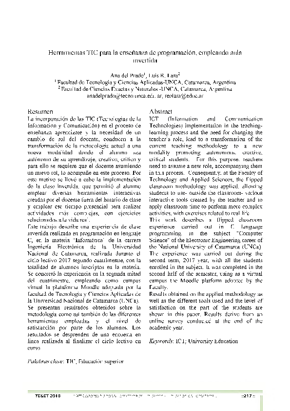 (PDF) Herramientas TIC para la enseñanza de programación, empleando aula invertida