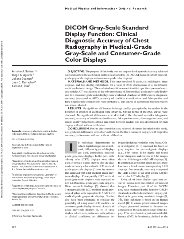 (PDF) DICOM Gray-Scale Standard Display Function: Clinical Diagnostic ...