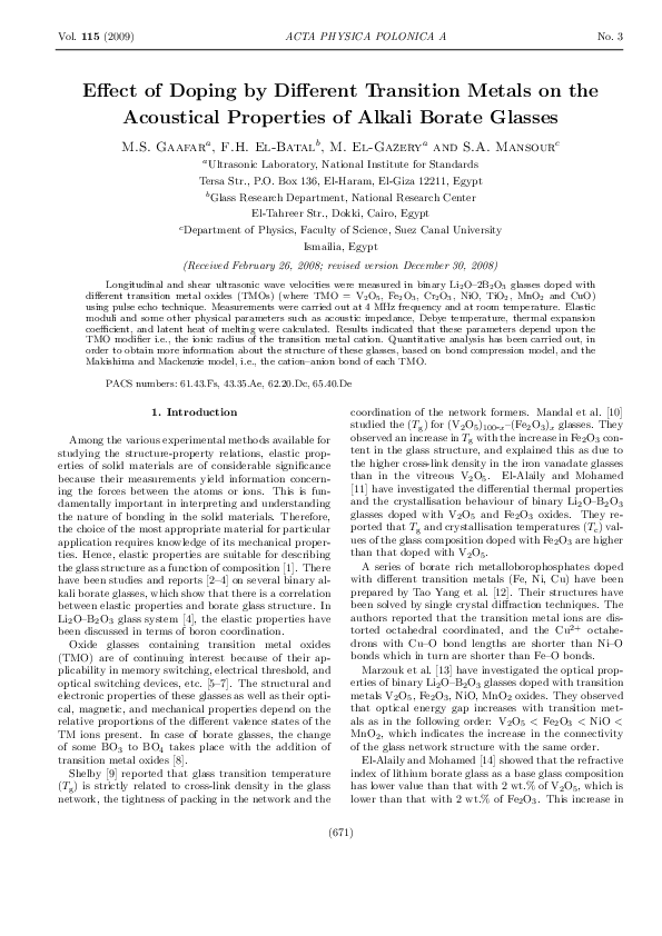 (PDF) Effect of Doping by Different Transition Metals on the Acoustical ...
