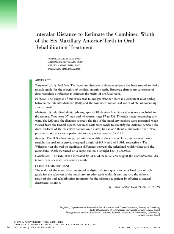 (PDF) Interalar Distance to Estimate the Combined Width of the Six ...