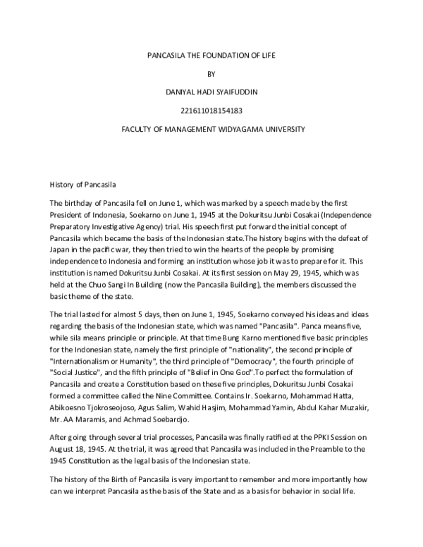 (DOC) PANCASILA THE FOUNDATION OF LIFE