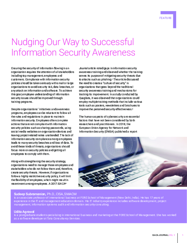 (PDF) Nudging Our Way to Successful Information Security Awareness A FOR DESIGNING AN NUDGES TO ...