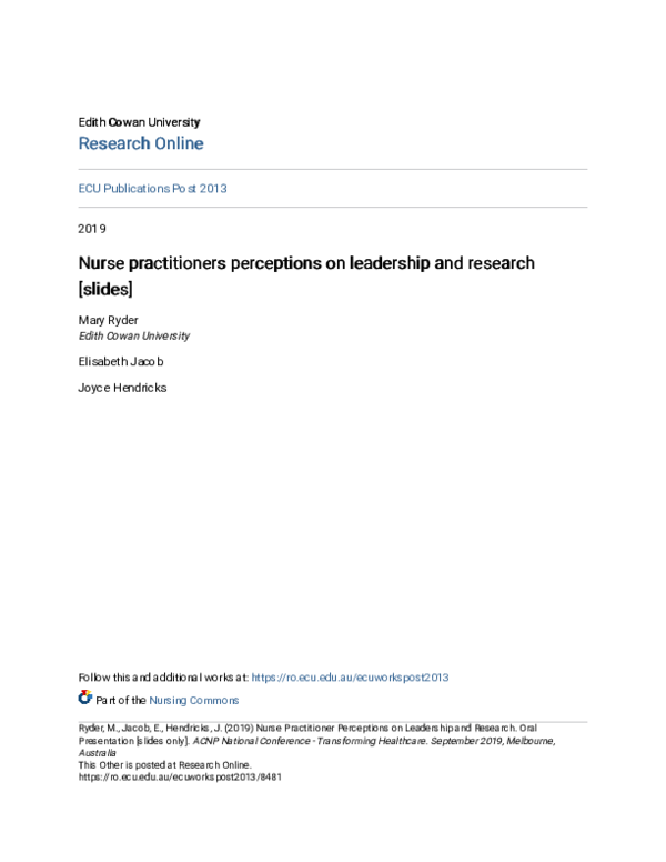 (PDF) Nurse practitioners perceptions on leadership and research [slides]