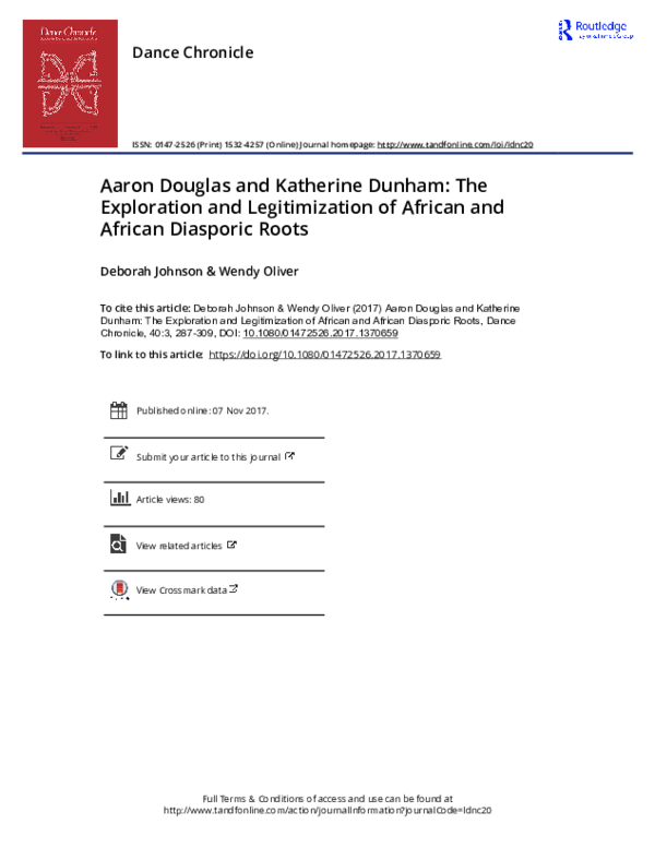 (PDF) Aaron Douglas and Katherine Dunham: The Exploration and ...