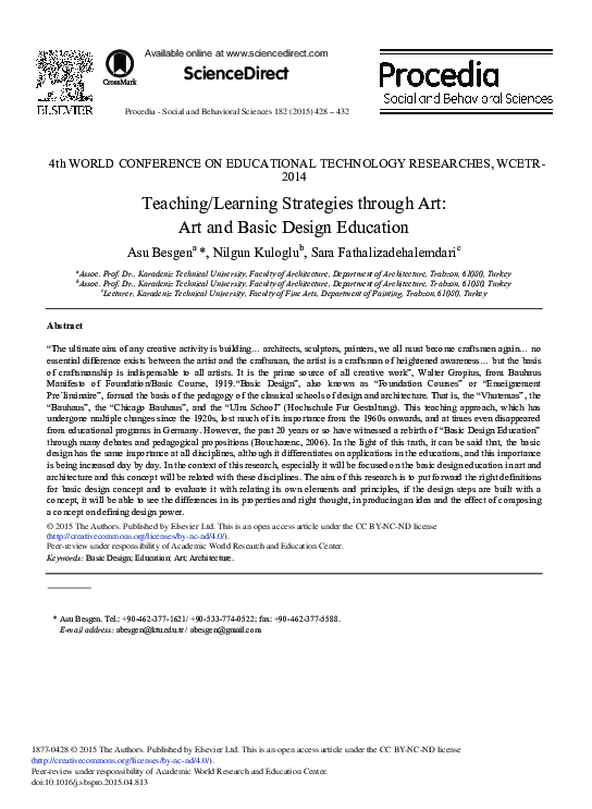 (PDF) Teaching/Learning Strategies Through Art: Art and Basic Design Education