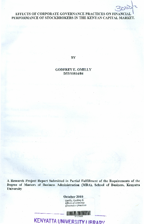 (PDF) Effects of Corporate Governance Practices on Financial>\ Performance of Stockbrokers in ...