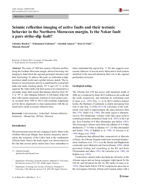 (PDF) Seismic reflection imaging of active faults and their tectonic ...