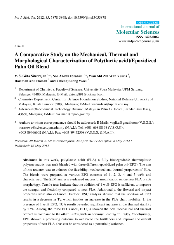 (PDF) A Comparative Study on the Mechanical, Thermal and Morphological Characterization of Poly ...