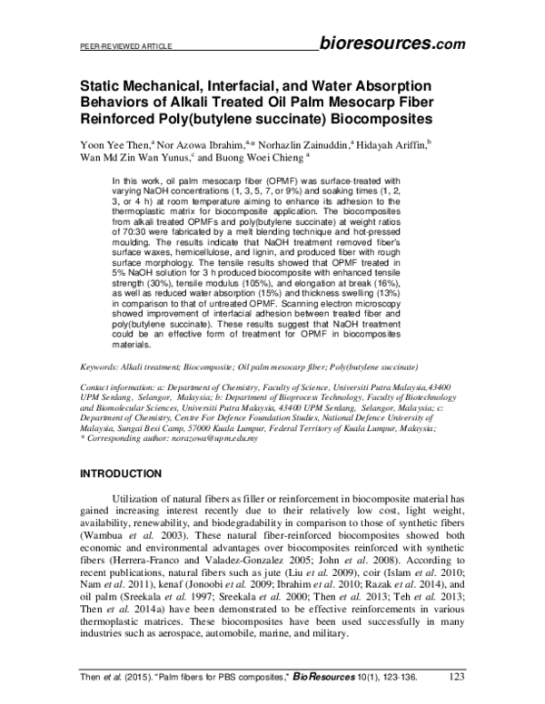 (PDF) Static Mechanical, Interfacial, and Water Absorption Behaviors of ...