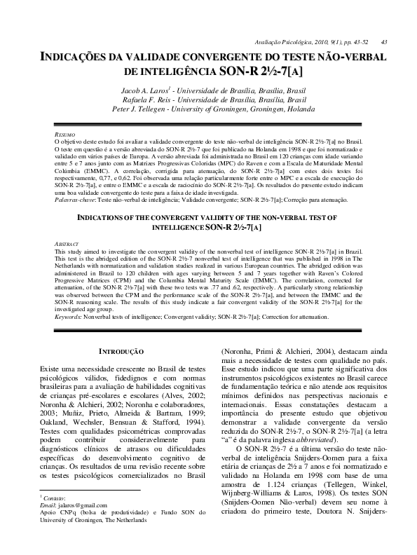 (PDF) Indications of the Convergent Validity of the Non-Verbal Test of ...