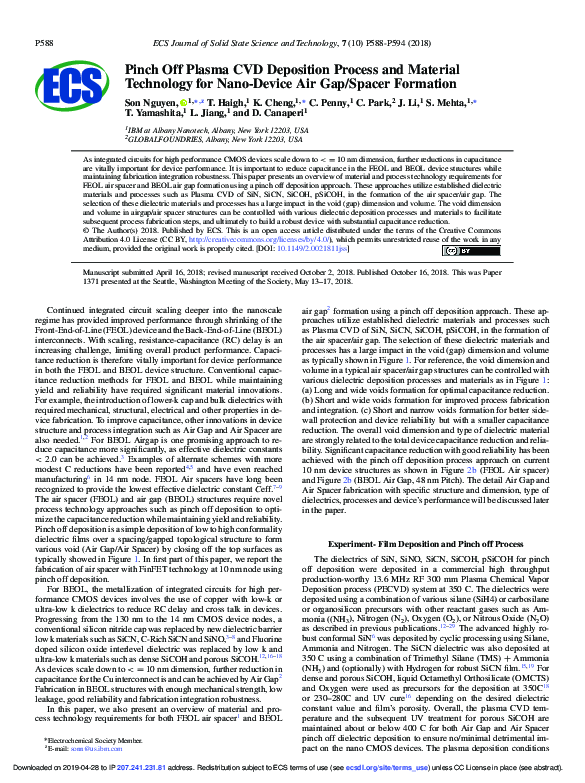 (PDF) Pinch-Off Plasma CVD Deposition Process and Material Technology ...