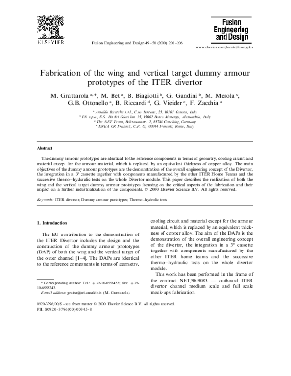 (PDF) Fabrication of the wing and vertical target dummy armour ...