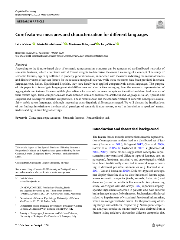 (PDF) Core features: measures and characterization for different languages
