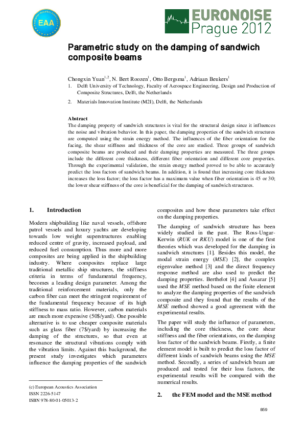 (PDF) Parametric study on the damping of sandwich composite beams