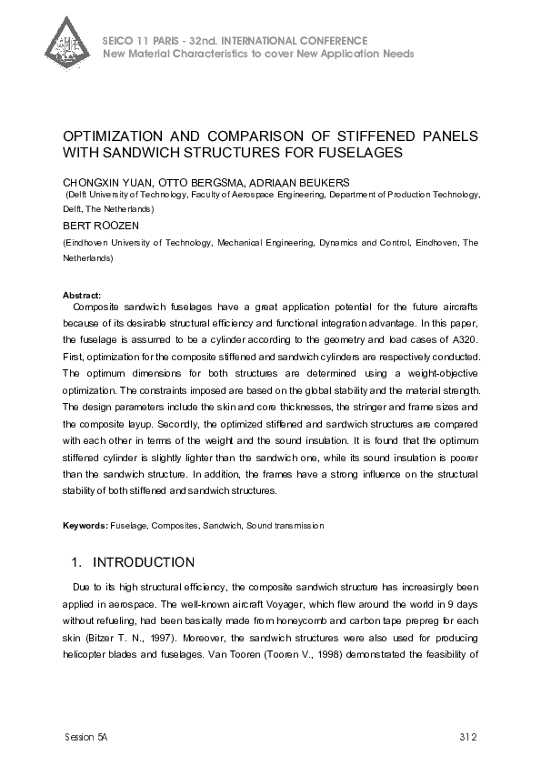 (PDF) Optimization and Comparison of Stiffened Panels with Sandwich Structures for Fuselages