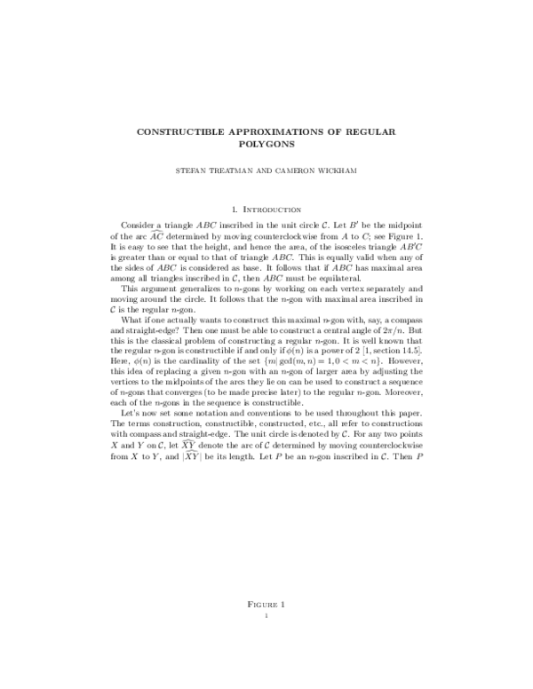 (PDF) Constructible Approximations of Regular Polygons