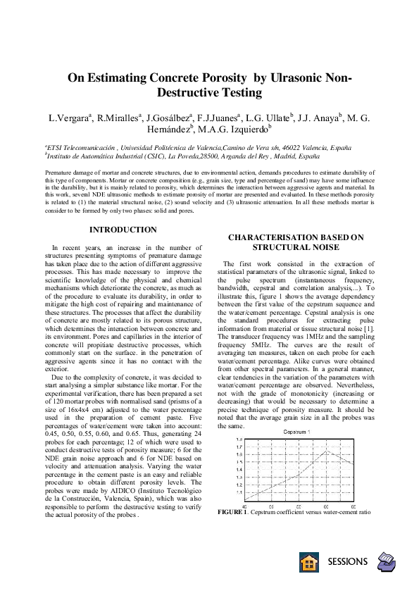 (PDF) On Estimating Concrete Porosity by Ulrasonic Non-Destructive Testing