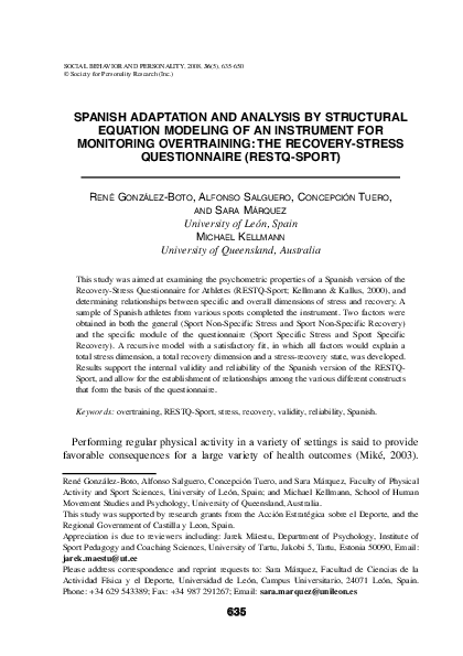 (PDF) Spanish Adaptation and Analysis by Structural Equation Modeling ...
