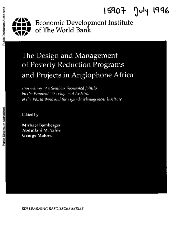 (PDF) The design and management of poverty reduction programs and projects in Anglophone Africa