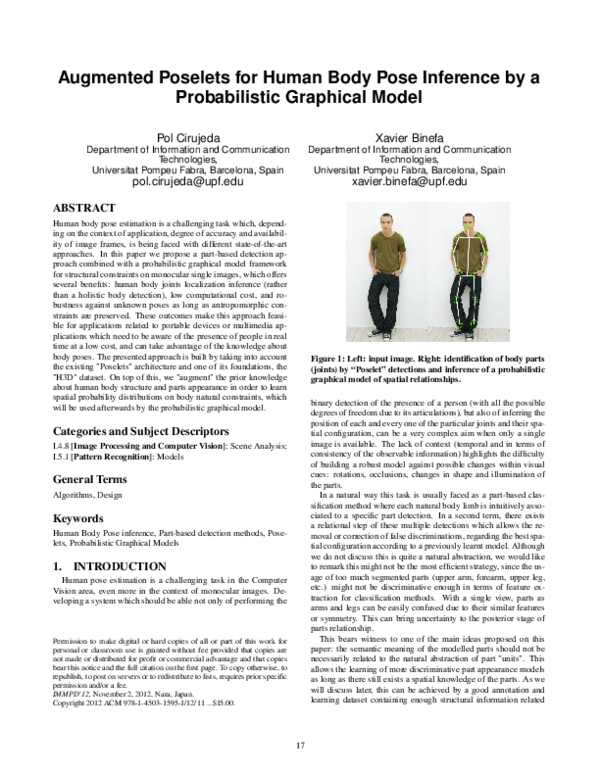(PDF) Augmented poselets for human body pose inference by a probabilistic graphical model