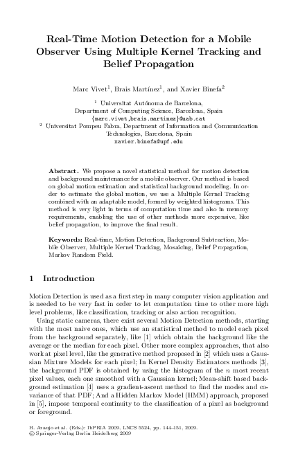 (PDF) Real-Time Motion Detection for a Mobile Observer Using Multiple Kernel Tracking and Belief ...