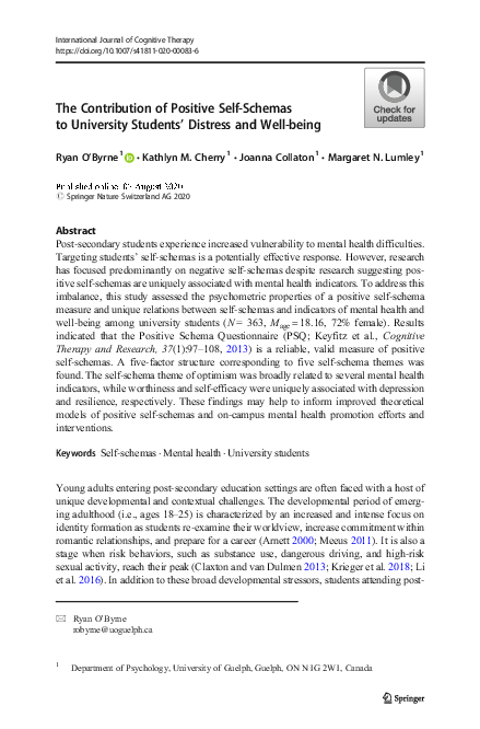 (PDF) The Contribution of Positive Self-Schemas to University Students ...