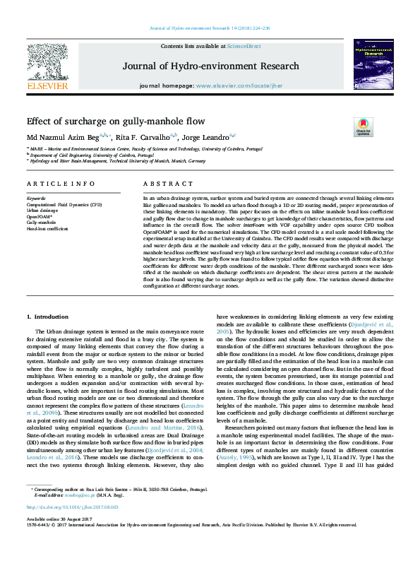(PDF) Effect of surcharge on gully-manhole flow