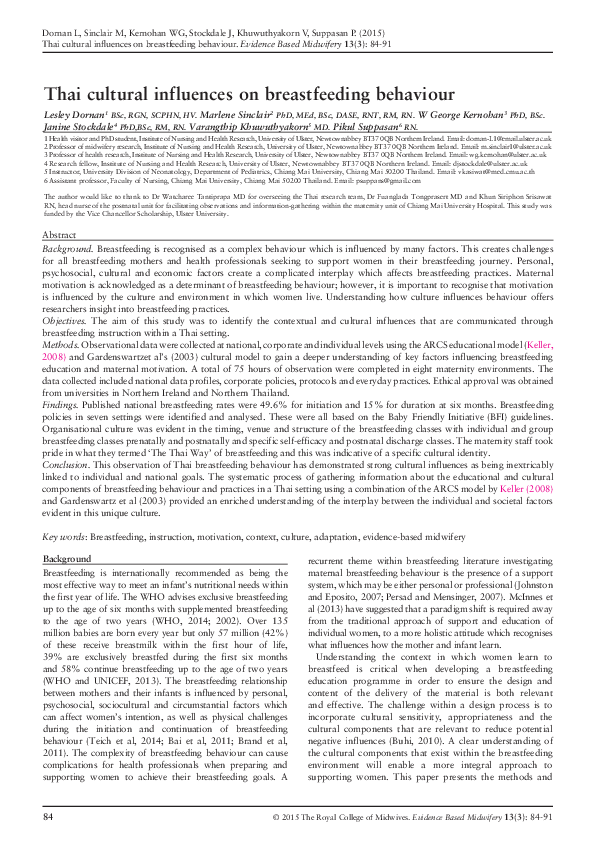 (PDF) Thai cultural influences on breastfeeding behaviour