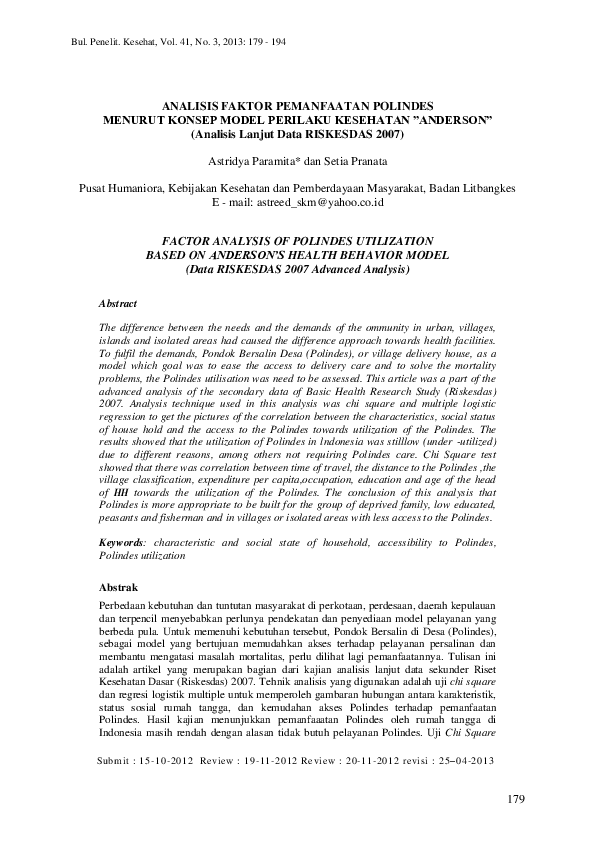 (PDF) FACTOR ANALYSIS OF POLINDES UTILIZATION BASED ON ANDERSON'S ...