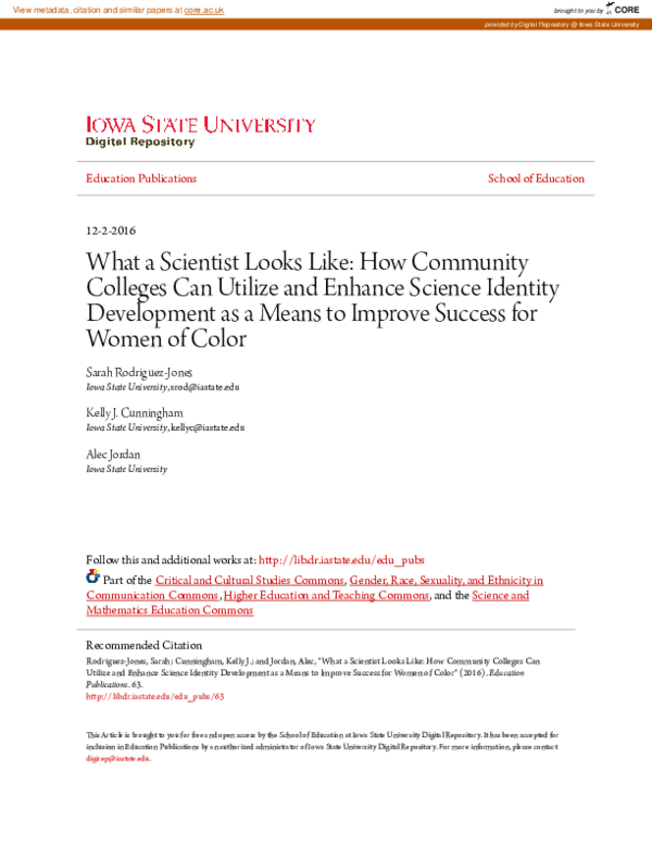 (PDF) What a Scientist Looks Like: How Community Colleges Can Utilize ...