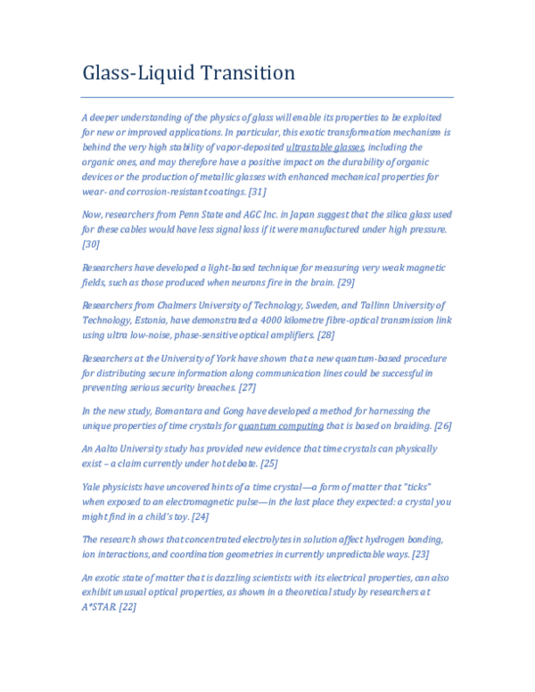 (PDF) Glass-Liquid Transition