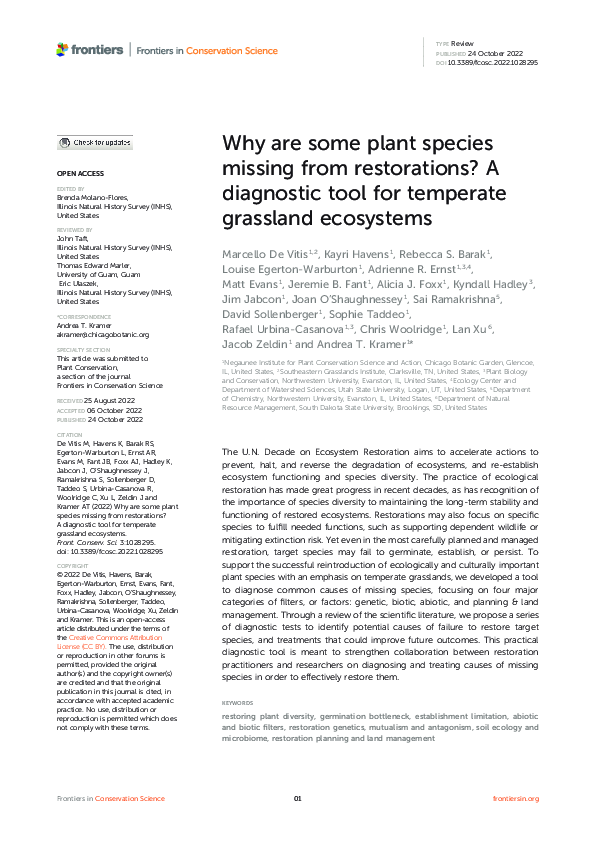 (PDF) Why are some plant species missing from restorations? A ...