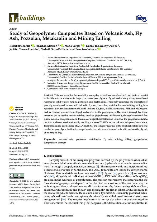 (PDF) Study of Geopolymer Composites Based on Volcanic Ash, Fly Ash ...