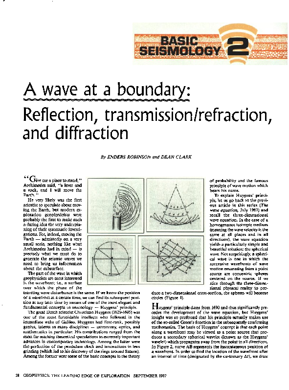 (PDF) A wave at a boundary: Reflection, transmission/refraction, and ...