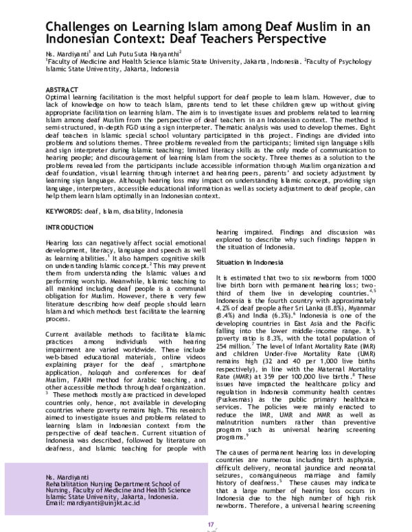(PDF) Challenges on Learning Islam among Deaf Muslim in an Indonesian ...
