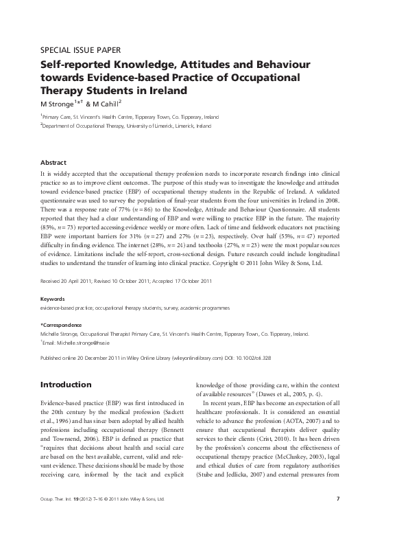 (PDF) Self-reported Knowledge, Attitudes and Behaviour towards Evidence ...
