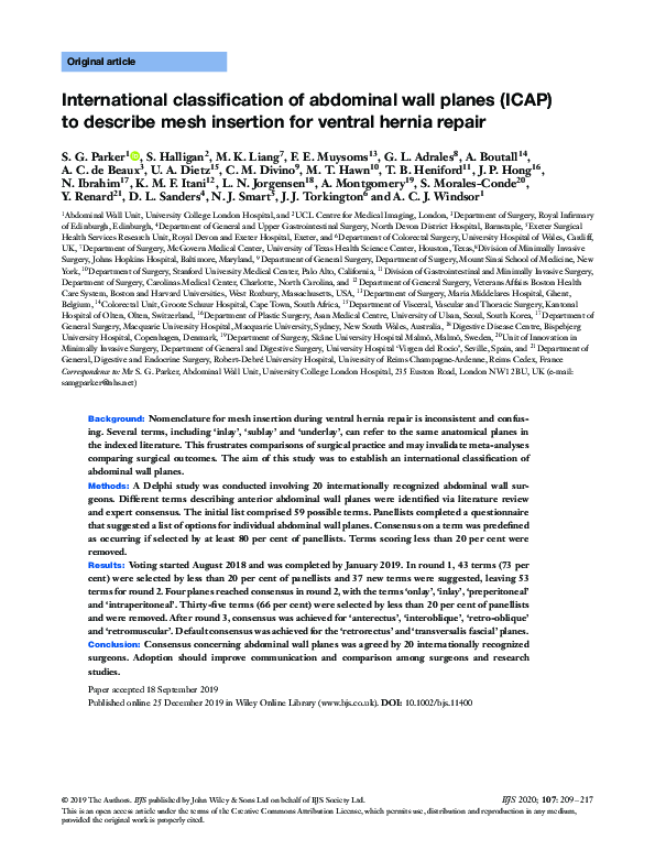 (PDF) International classification of abdominal wall planes (ICAP) to ...