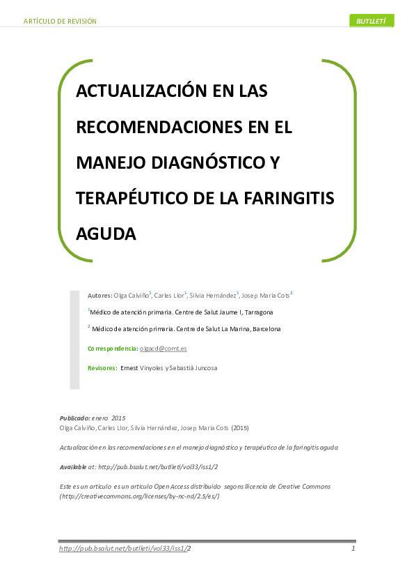 (PDF) Actualización en las recomendaciones en el manejo diagnóstico y terapéutico de la ...