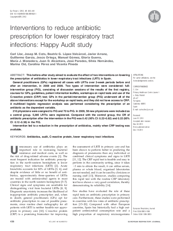 (PDF) Interventions to reduce antibiotic prescription for lower ...