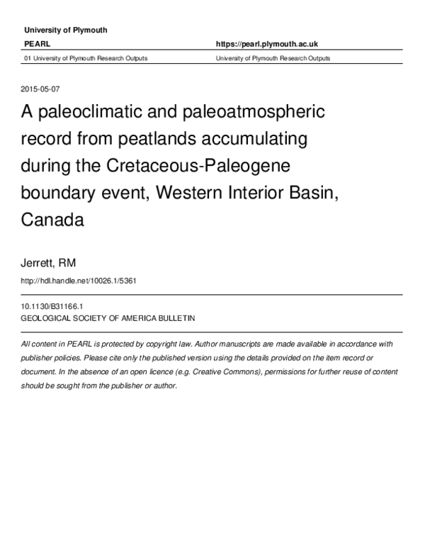 (PDF) A paleoclimatic and paleoatmospheric record from peatlands ...