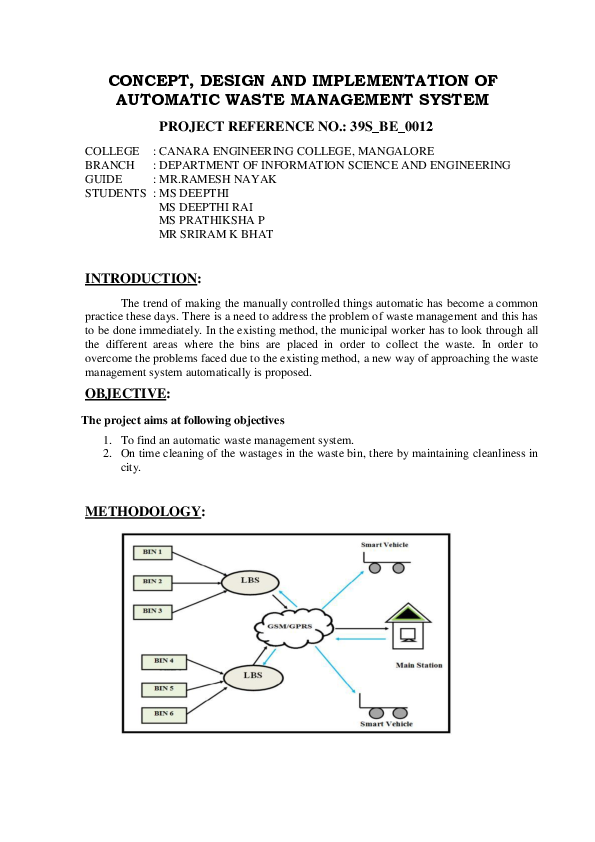 (PDF) Concept, Design and Implementation of Automatic Waste Management System